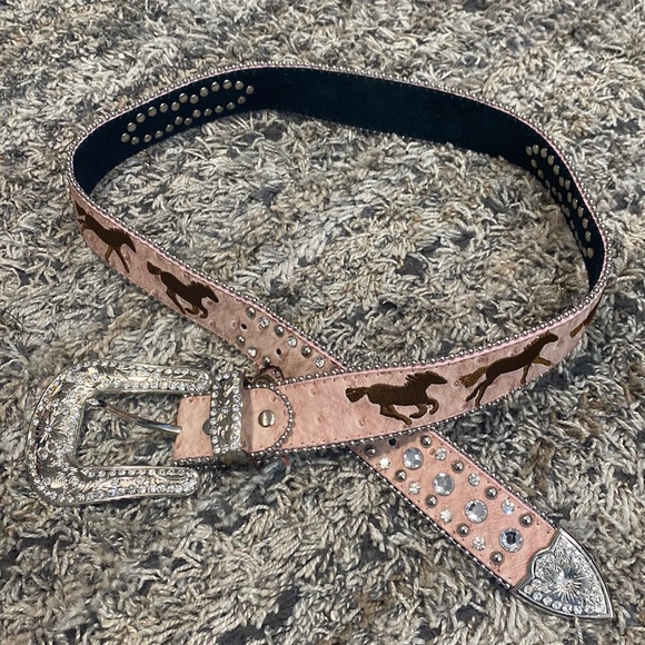 Accessories | P G Genuine Leather Western Cowgirl Pink Rhinestone ...